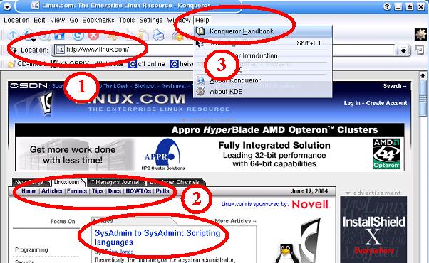 Surfing Internet with Konqueror (as Web-Browser)